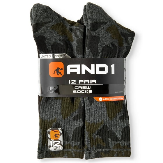 AND1 - Men's Limited Edition Crew Socks 12-Pack - Walmart.com