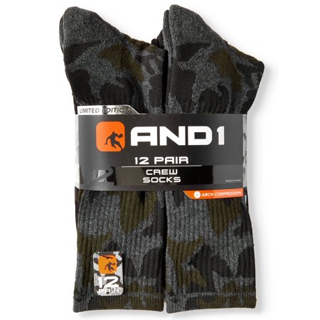 AND1 - Men's Limited Edition Crew Socks 12-Pack - Walmart.com - Walmart.com