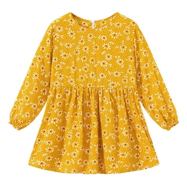 YEEDISON Toddler Girl Fall Clothes Floral Print Long Flying Sleeve Girls Dress Boho Kids Dresses ...