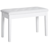 HOMCOM Piano Bench, Duet Piano Chair with Faux Leather Padded Cushion ...