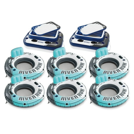 Intex River Run Inflatable Raft (6 Pack) & Mega Chill Beverage Cooler ...