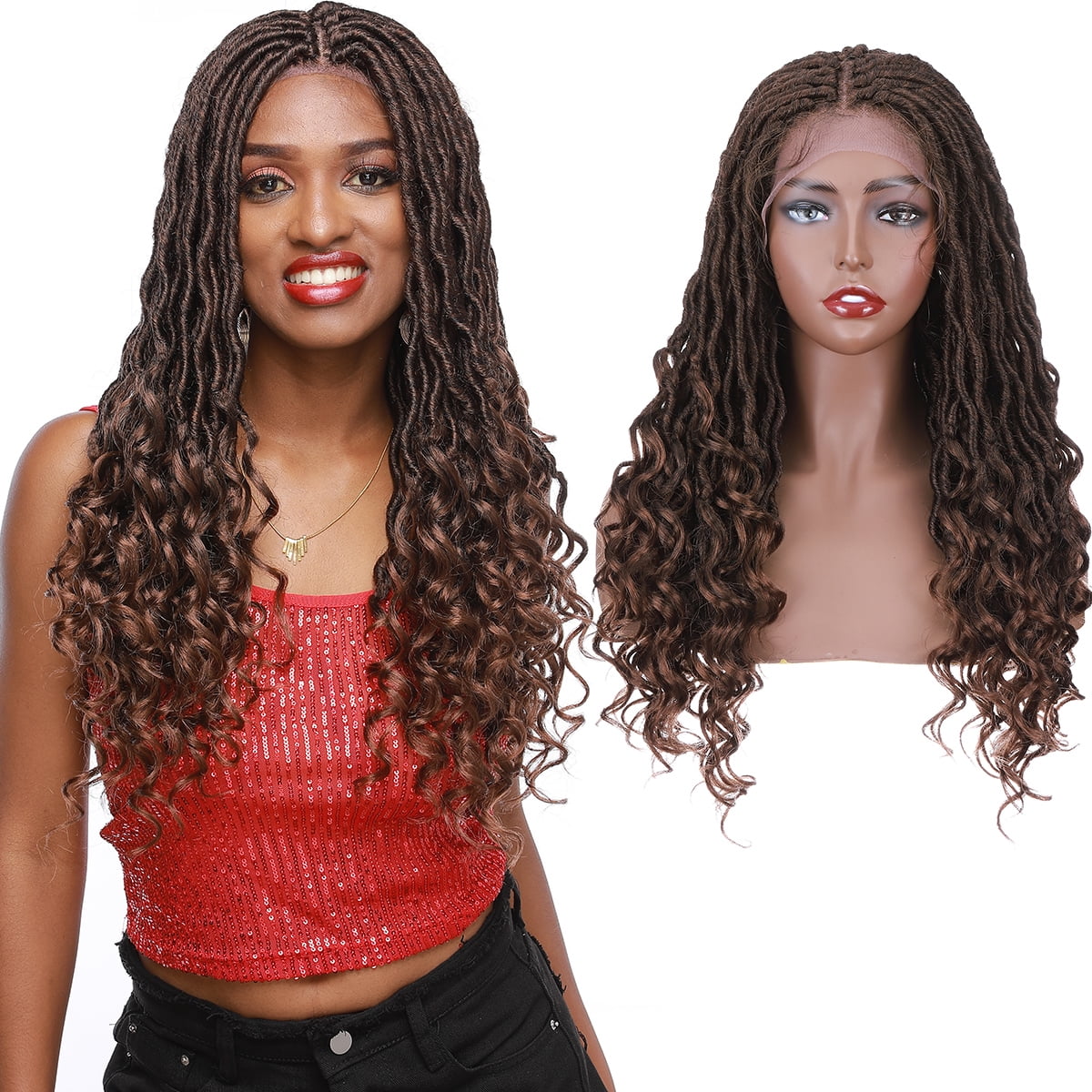 SEGO 4"X4" Braided Twist Braids Curly Ends Synthetic Hair Goddess Faux ...