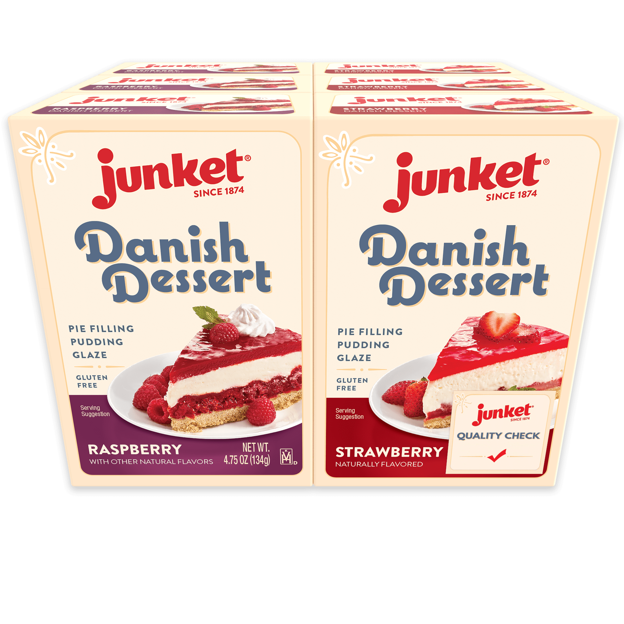 Junket Danish Dessert Mix Strawberry and Raspberry (Variety Pack of 6 ...