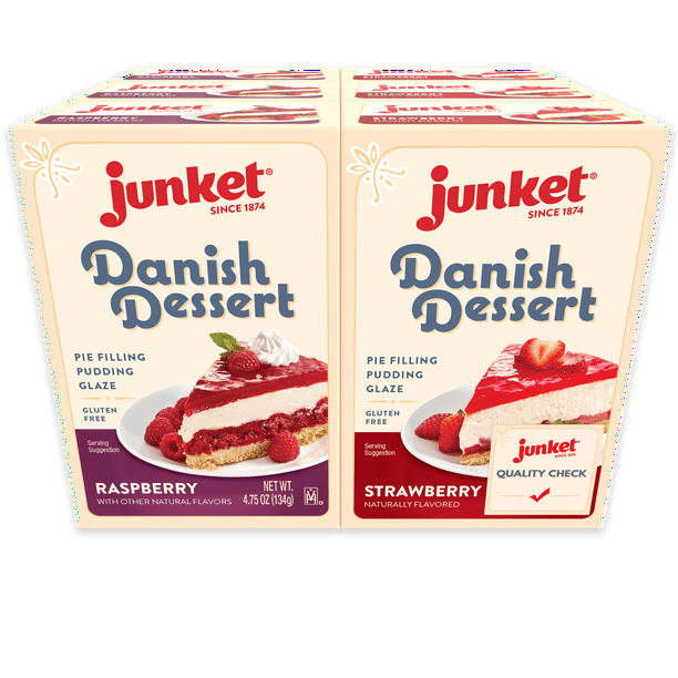 Junket Danish Dessert Mix Strawberry and Raspberry (Variety Pack of 6 ...
