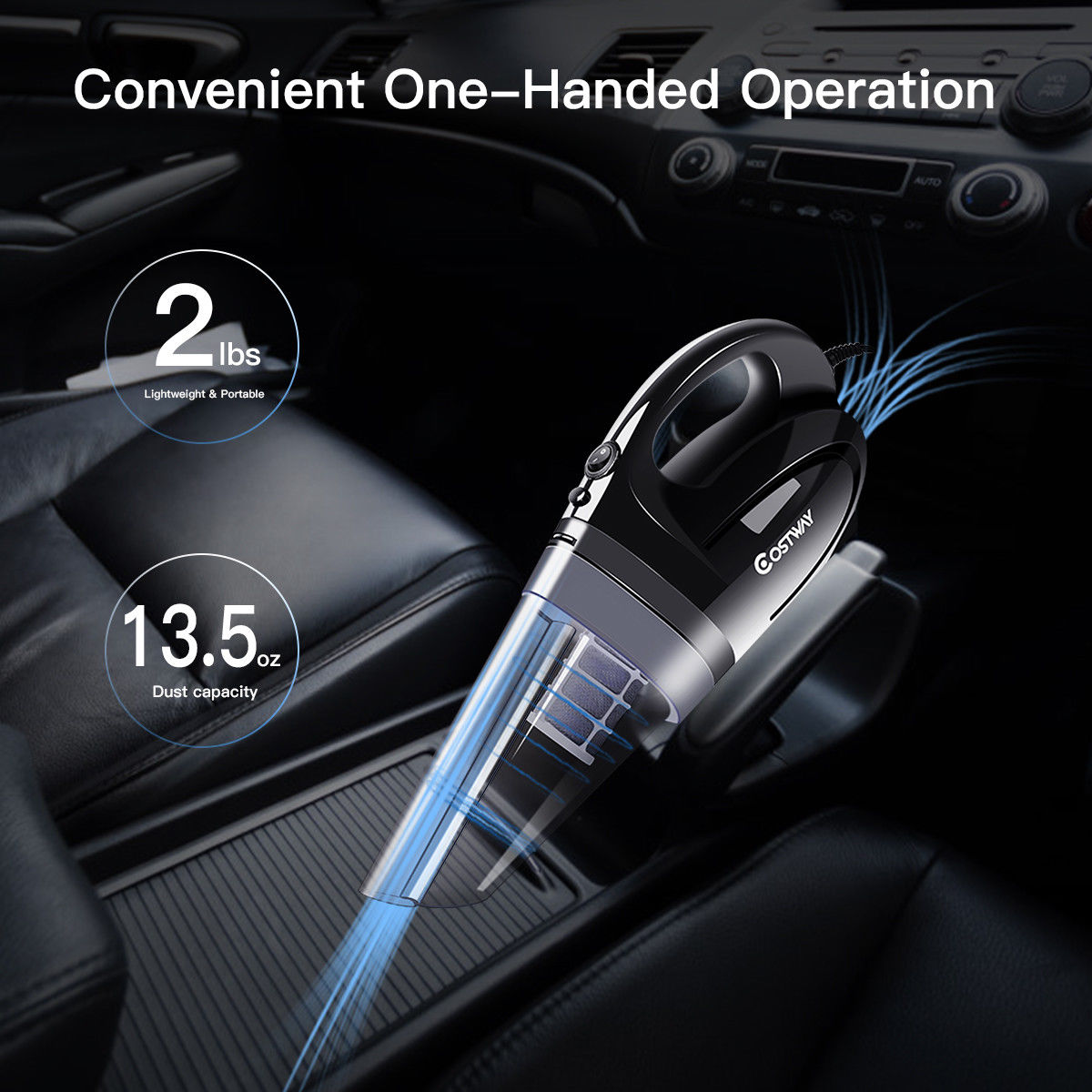 Portable Dry Cyclone Handheld Vacuum Cleaner For Car/Vehicle 12V 100W ...