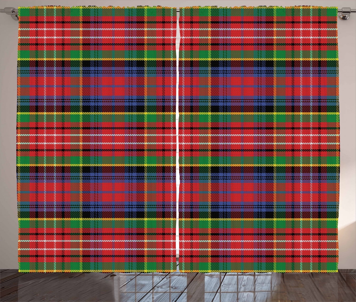 Red Plaid Curtains 2 Panels Set, Scottish Traditional Skirt Pattern ...