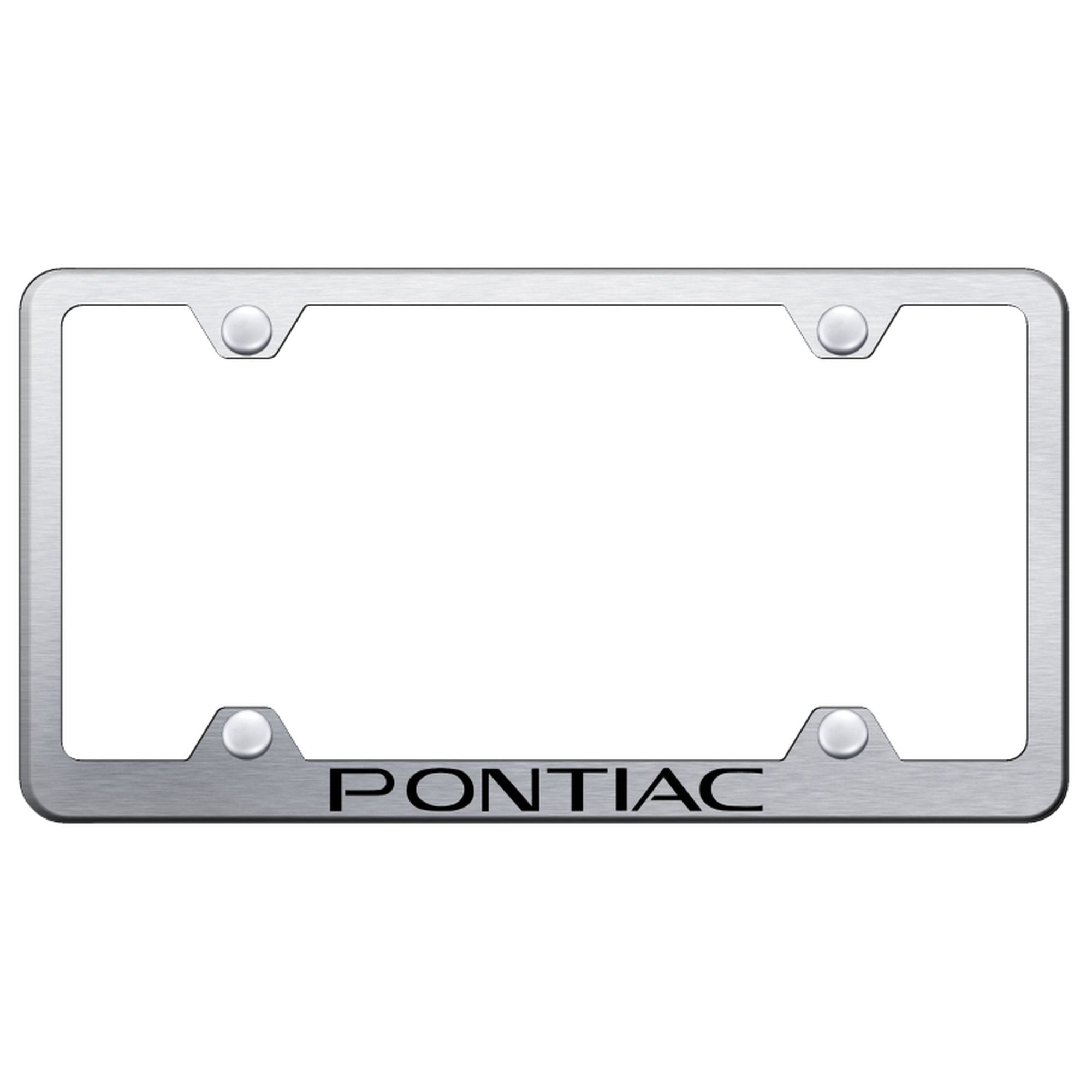 Pontiac Laser Etched Logo Wide Body License Plate Frame (Brushed Chrome ...