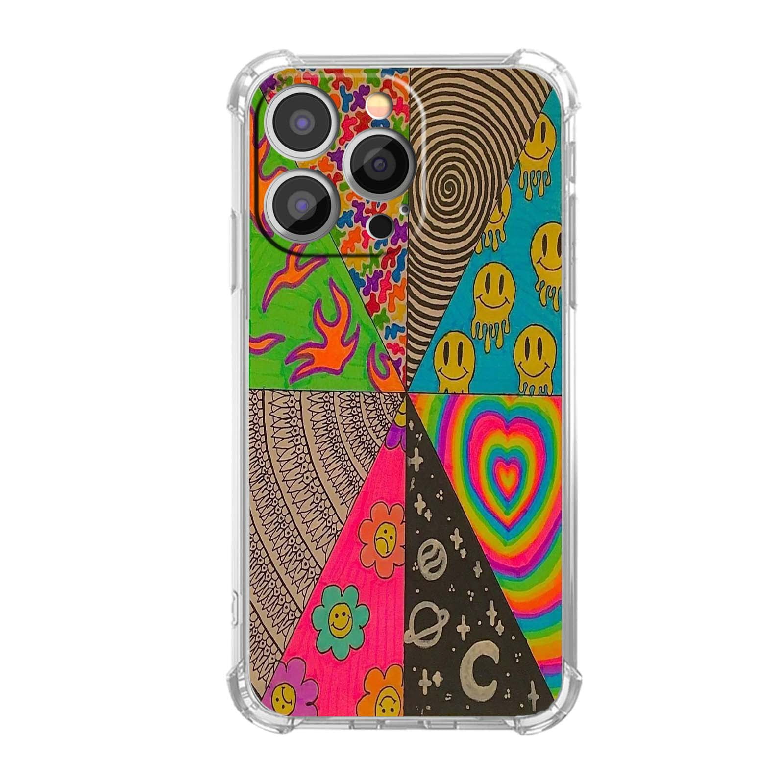 Hippie Indie Case for iPhone 13 Pro Max,Aesthetic Art Design Pattern Soft Full TPU Bumper Cover ...