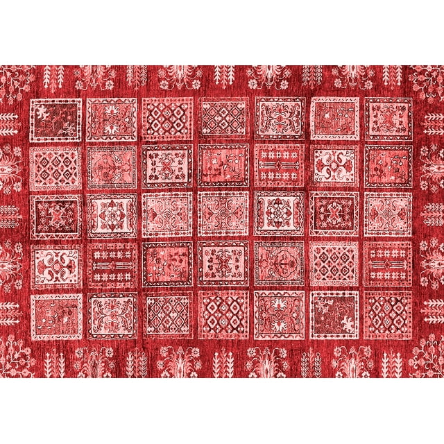 Ahgly Company Machine Washable Indoor Rectangle Abstract Red Modern ...