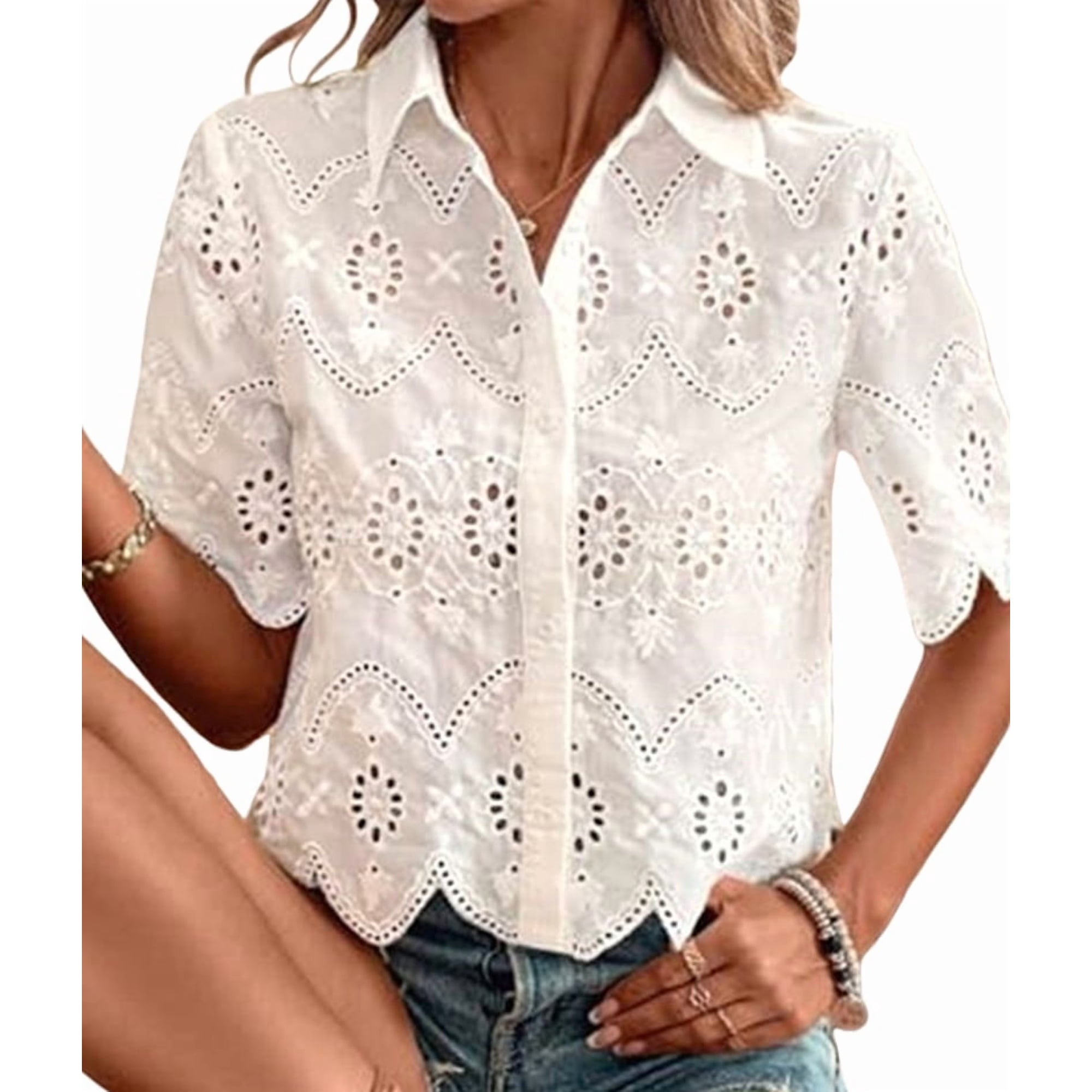 Click here for Unbranded Women Short Sleeve Button Down Collared... prices