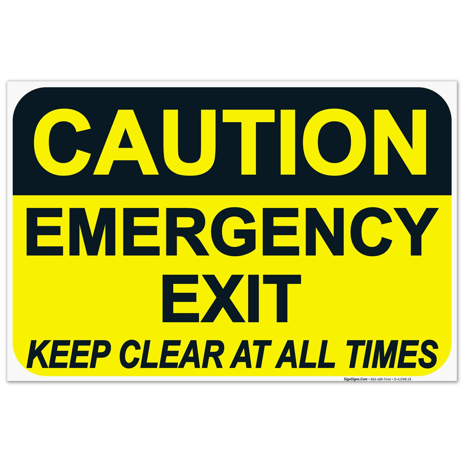 Caution Emergency Exit Keep Clear Sign, 24x36 Corrugated Plastic ...
