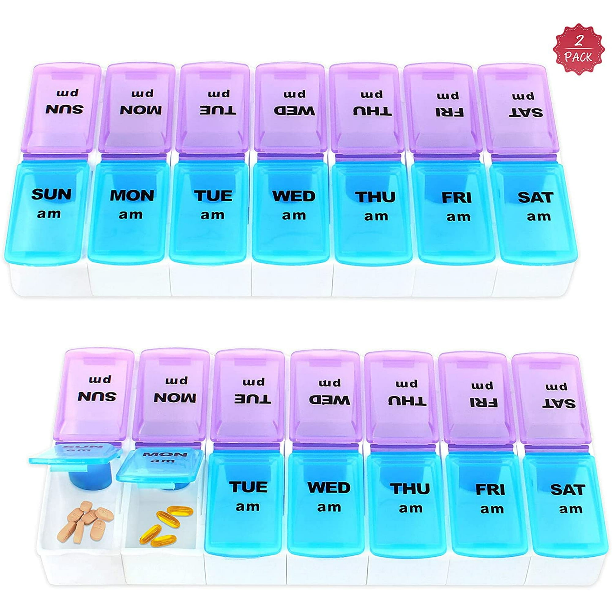Click here for Geecy 2 Pack Weekly Am/Pm Travel Pill Organizer An... prices