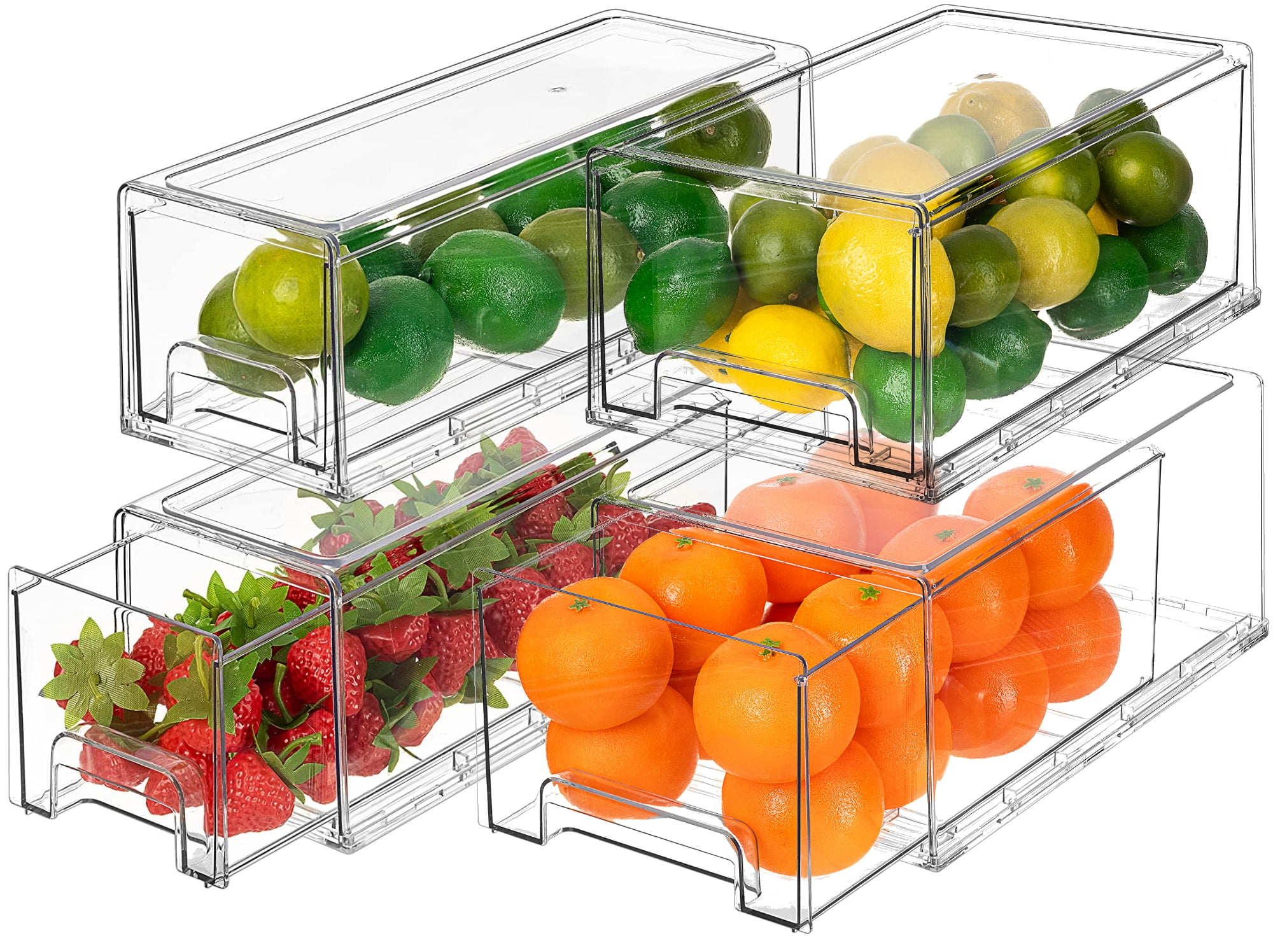 Sorbus Fridge Drawers - Clear Plastic Stackable Pull-Out Refrigerator ...