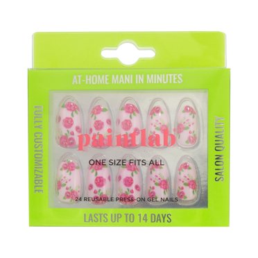 PaintLab Reusable Press-on Gel Nails Kit, Almond Shape, Orange Swirl ...