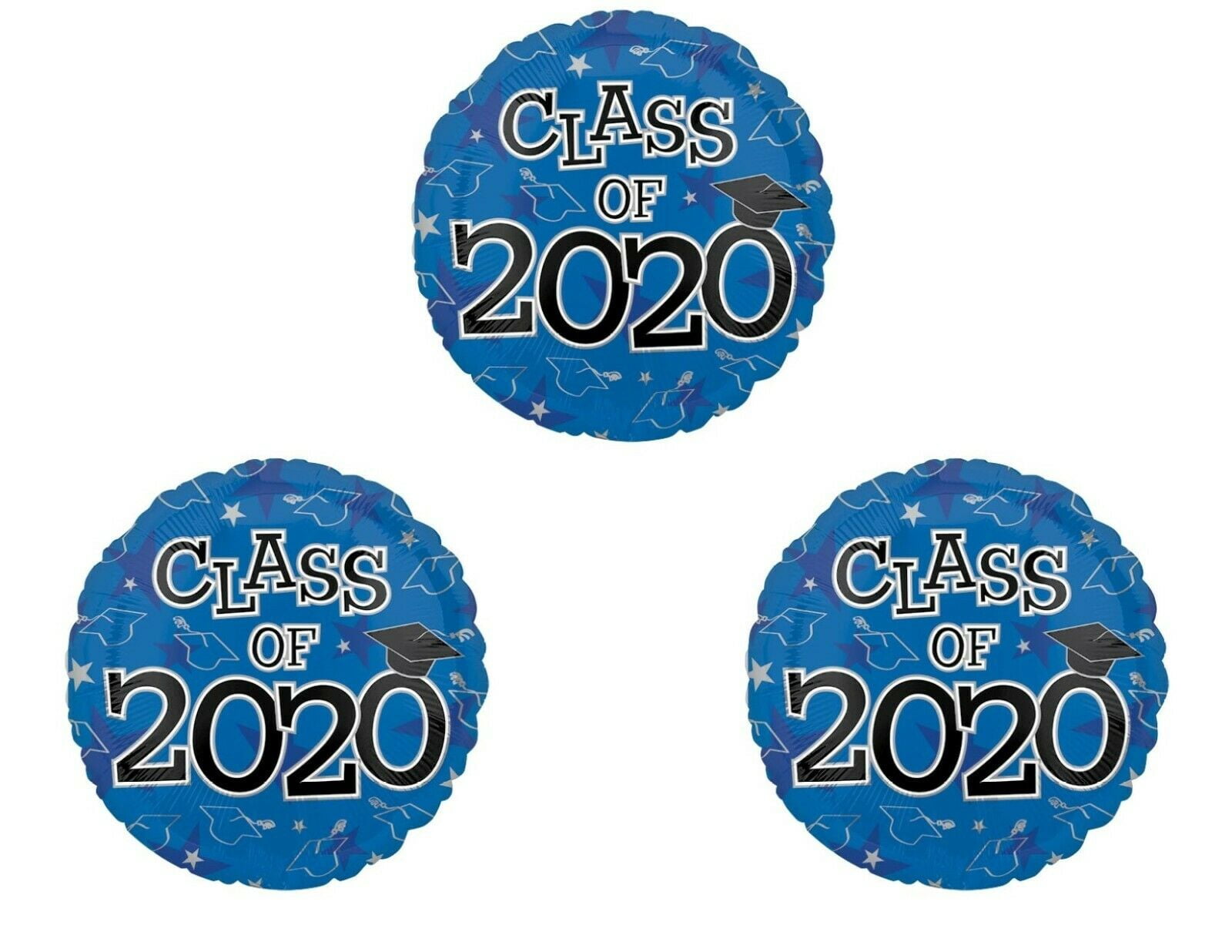 Graduation Class of 2020 set of 3 BLUE Party Balloons Decoration ...