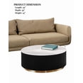 1pc Round Cocktail Table Marble Top Gold Accent Plinth Base Black White ...