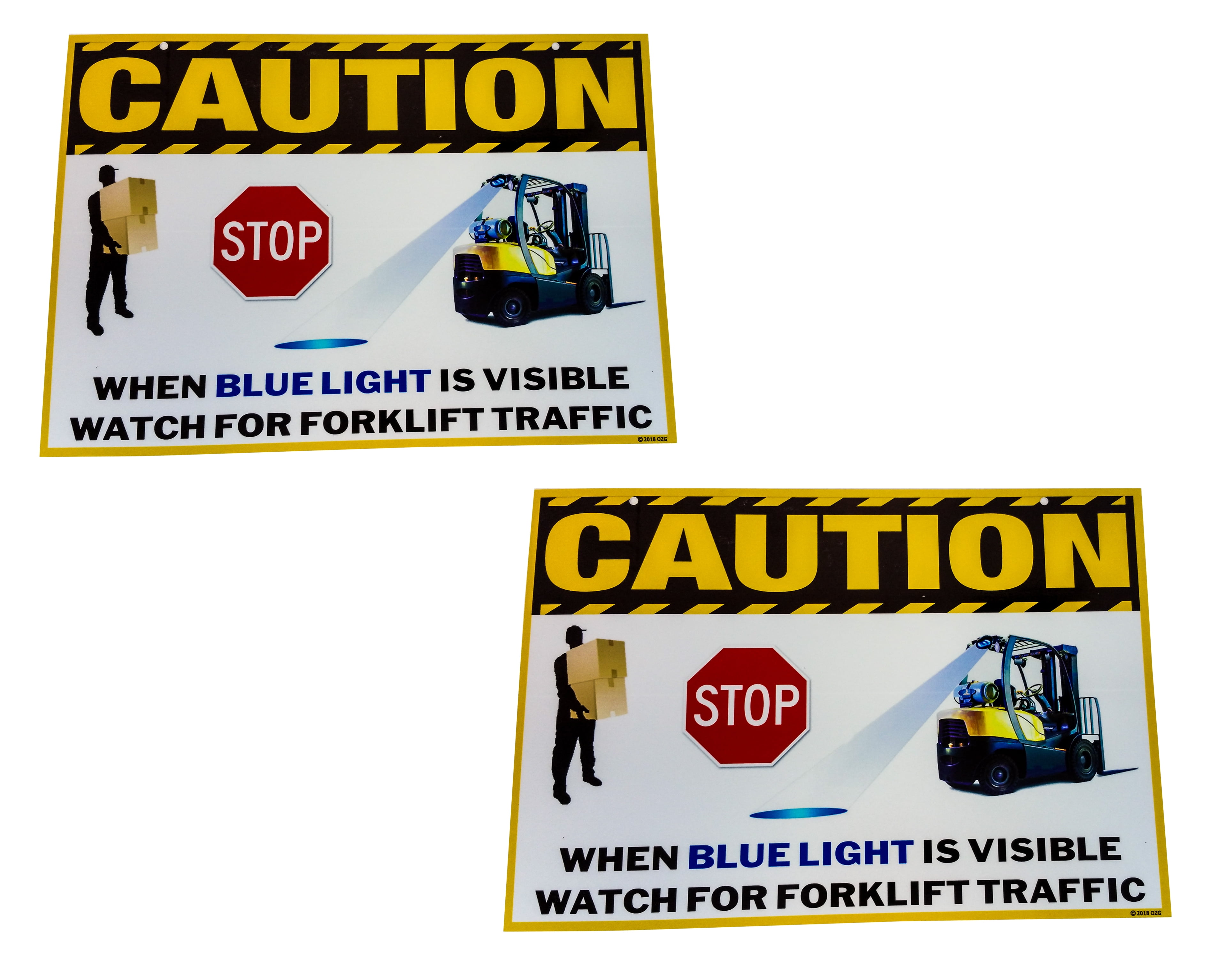 2 Set OZ-USA Laminated Vinyl Forklift Traffic Sign Caution Warning ...