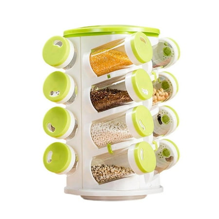 freestylehome 16 Spice Jars Rack Round Countertop Spice Rack Rotate ...