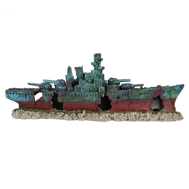 Fish Tank Wreck Boat Decoration,Resin Wreck Boat Sunk Fish Tank Sunk ...