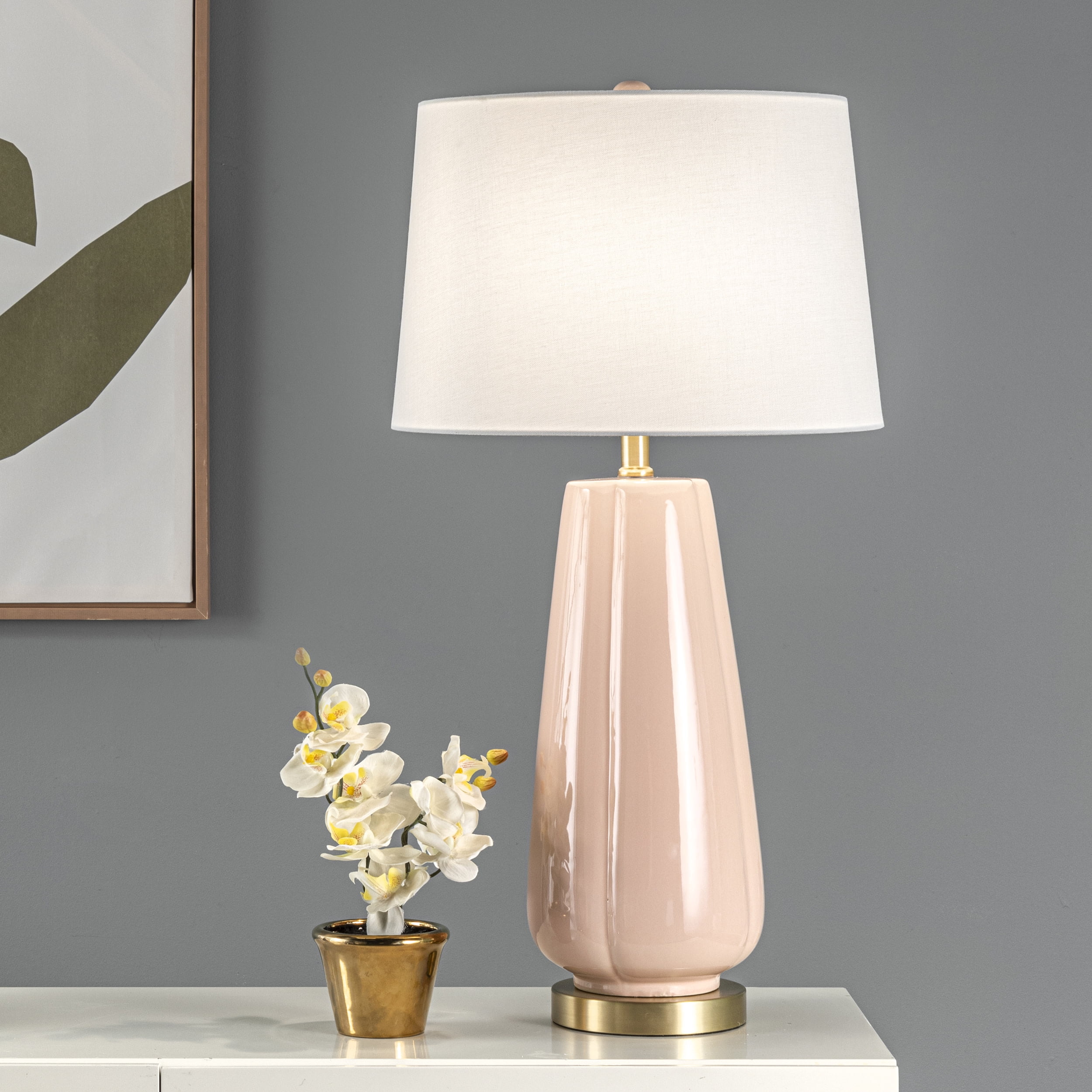 nuLOOM Alcona 28" Ceramic Table Lamp, 27.5" H x 15" W x 15" D, Pink ...