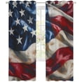 American Flag Sheer Curtains 72 Inch Long 2 Panels, Independence Day ...