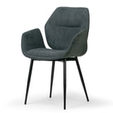 Set of 2 Amari Gray Velvety Fabric Dining Chair with Black Metal Legs ...