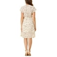 Allegra K Womens Floral V Neck Ruffled Flutter Sleeve Belt Wrap Midi