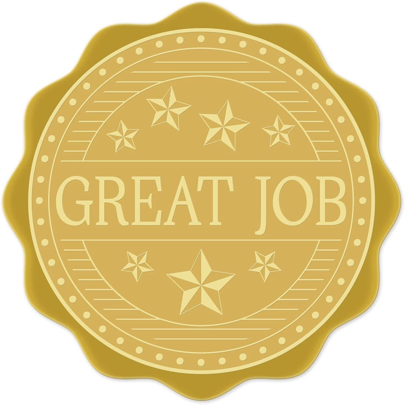25Sheet Gold Foil Certificate Seals Great Job 2inch Round Self Adhesive ...