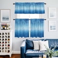 Blue White Kitchen Curtains Set for Windows, Gradient Grid Texture ...