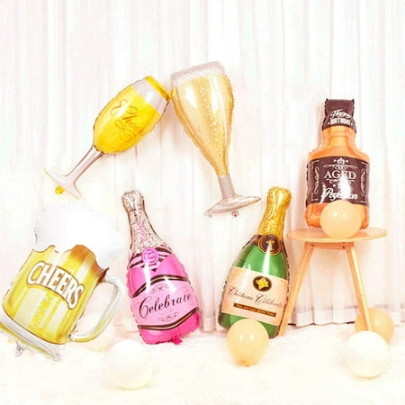 Giant Champagne Bottle Balloons 40'' Wine Goblet glass Sparkling Wine ...