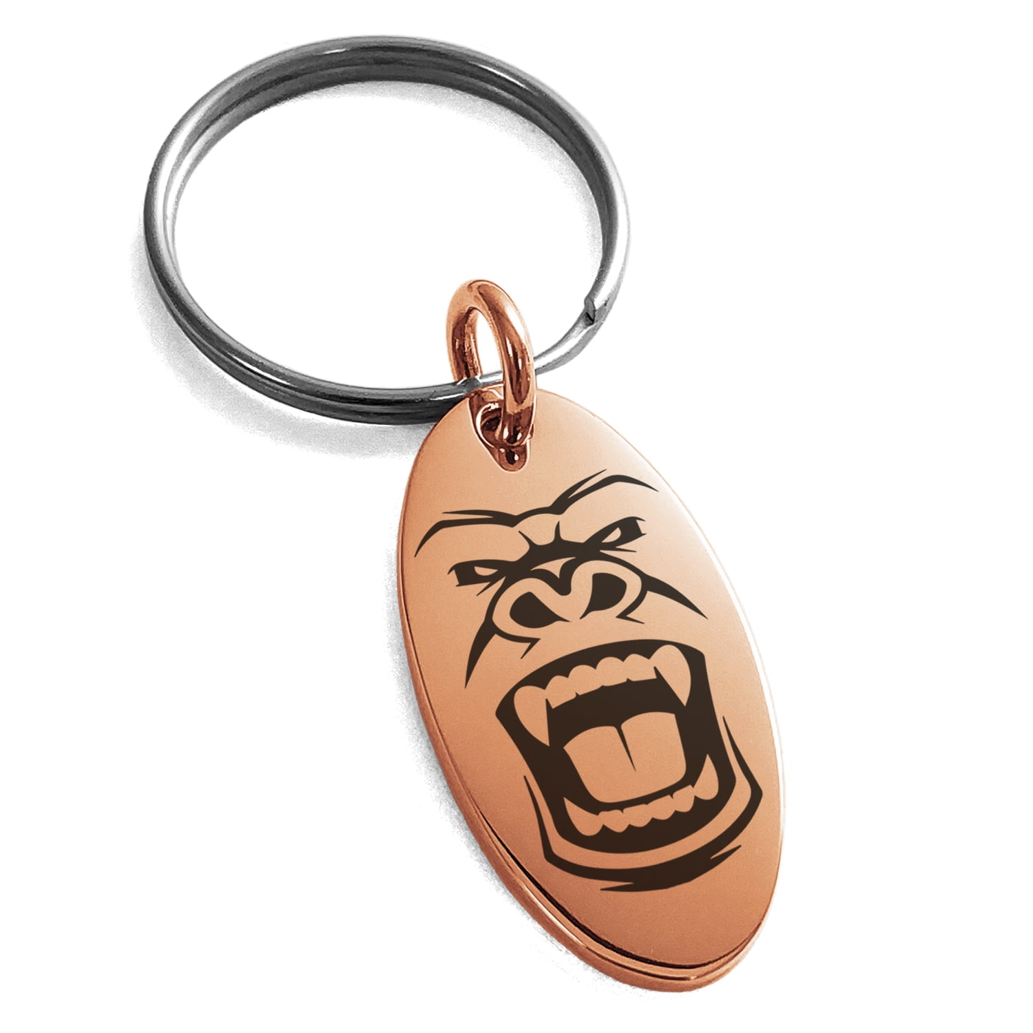 Stainless Steel Formidable Kong Gorilla Engraved Small Oval Charm ...