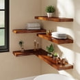 24 Inch Teak Floating Shelves Set Of 2 - Solid Wood Wall Mounted With ...