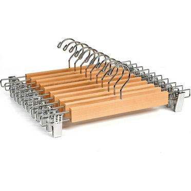 Whitmor Grade A Natural Wood Slack Hangers with Multiple Hooks, Set of ...