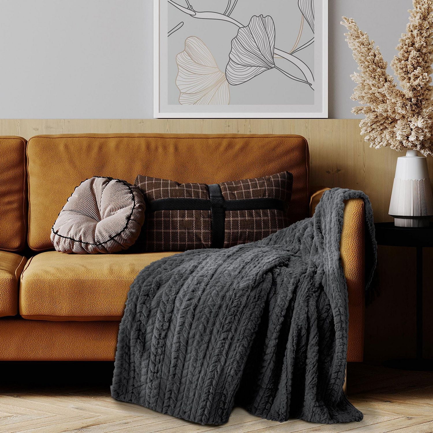 Click here for Safdie & Co. Faux Fur Throw Gray Throw prices