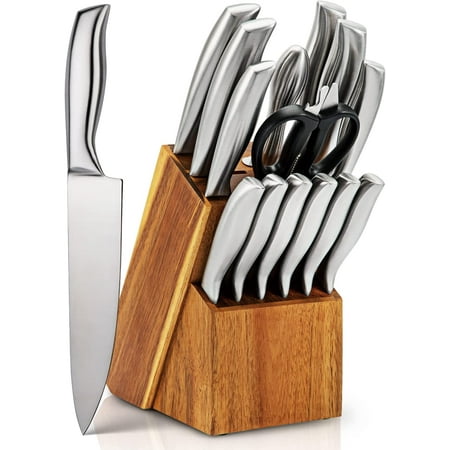 15 Pieces Knife Set, Professional Kitchen Chef’s Knives Block Set with ...
