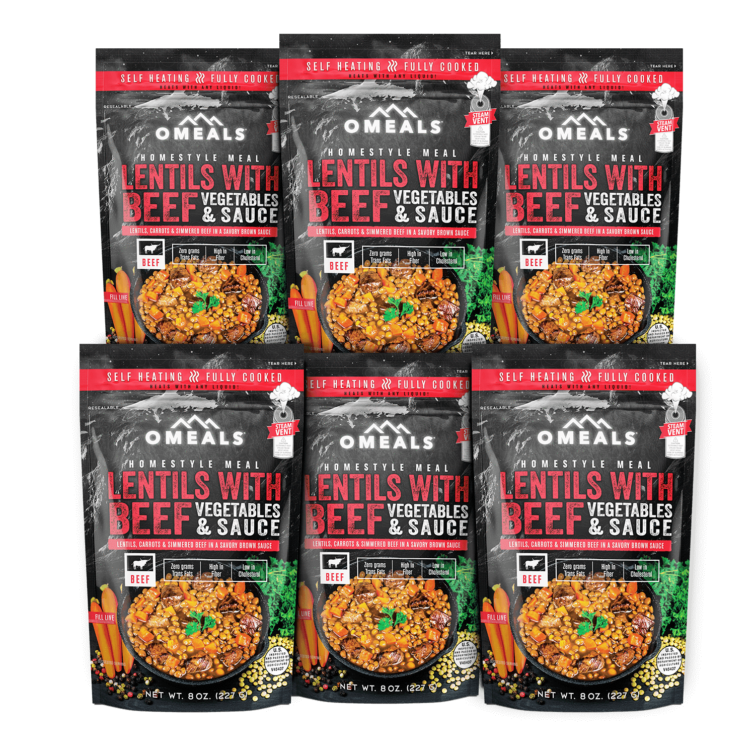 OMEALS Lentils with Beef - Homestyle Meals - Fully Cooked - Not Dried ...