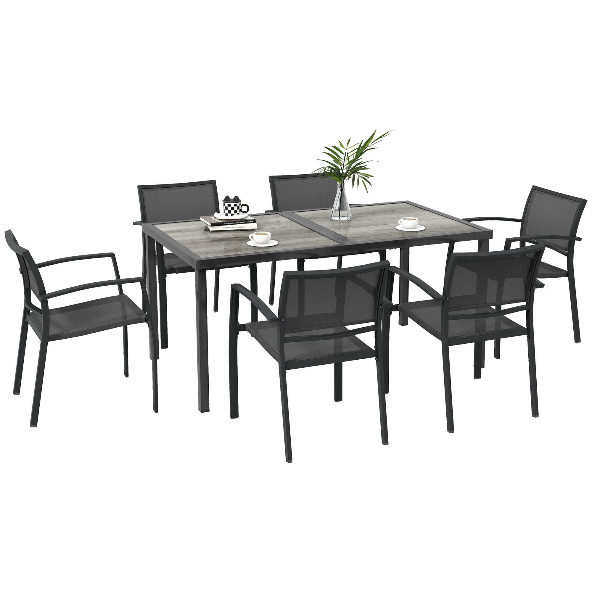 Click here for Outsunny 7 Pieces Patio Dining Set For 6 With Stac... prices