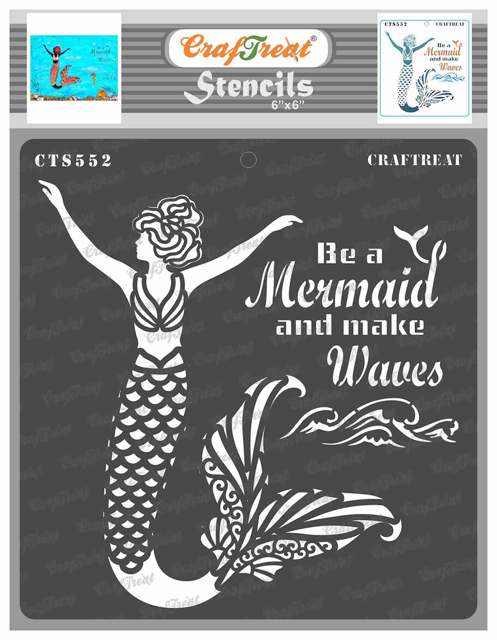 CrafTreat Mermaid Stencil for Painting and Crafting - 6"x6" - Walmart.com