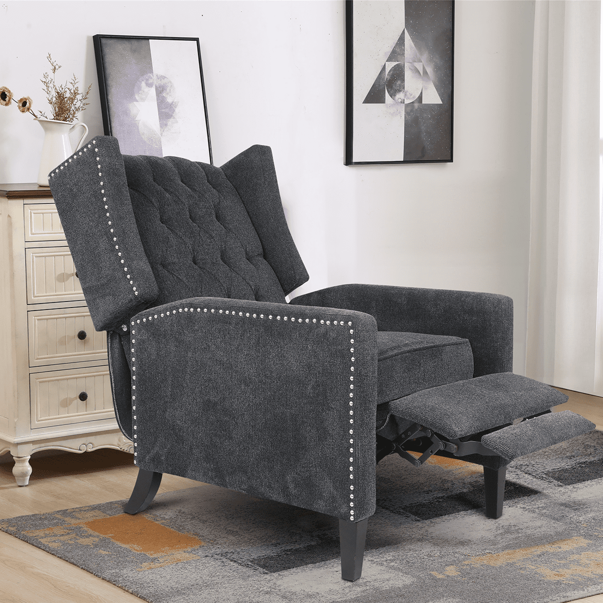 Canddidliike Adjustable Fabric Recliner Arm Chair Modern Living Room ...