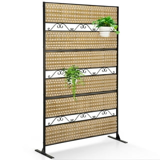 4 Panels Patio Outdoor Privacy Screen Room Divider Black Resin Wicker ...
