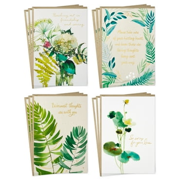 Hallmark Sympathy Card Box Pack (Flowers, 12 Cards with Messages and ...
