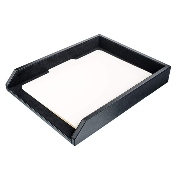 Bandeja para cartas Dacasso de piel frontal, color negro | Bodega ...
