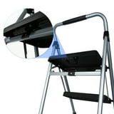 Hyper Tough Foldable Two-Step Steel Step Stool Gray Black Large ...