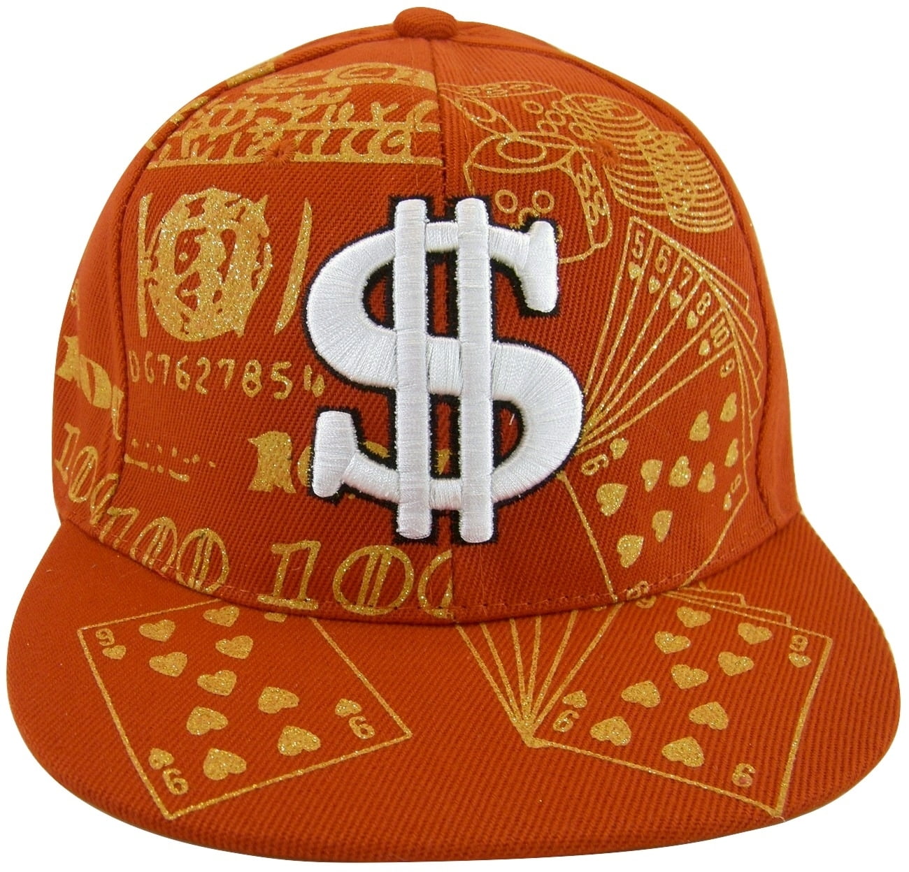 Dollar Sign $ Men's Adjustable Snapback Baseball Cap with Bling (Red ...