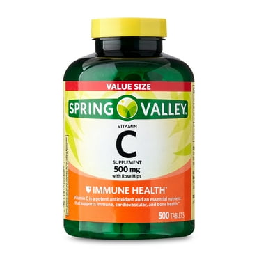 (3 pack) Spring Valley Vitamin C Supplement with Rose Hips Tablets, 500 ...