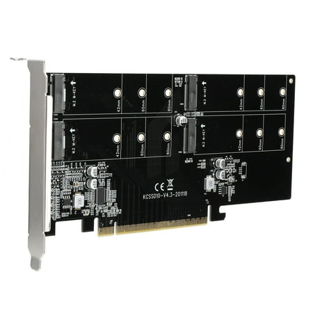PCIE X16 Adapter Card, LED Lights KCSSD10 Support Soft 4 Bay Adapter ...