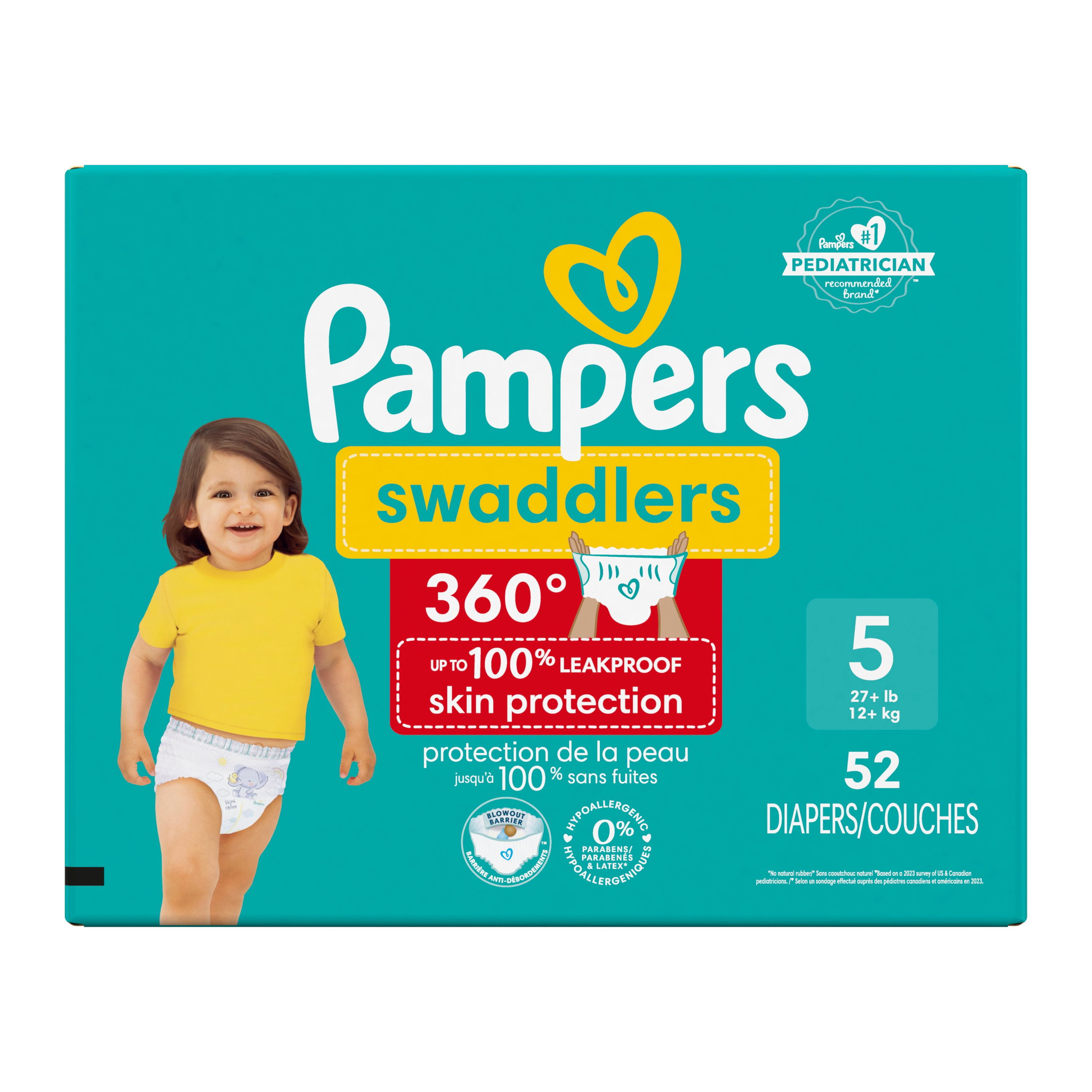 Pampers Diapers - Swaddlers 360° - Size 5, up to 100% Leakproof Comfy ...