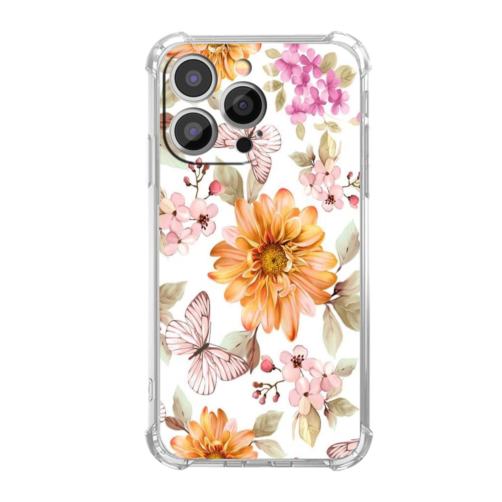 Light Red Case for iPhone 14 Pro,Aesthetic Colourful Floral Pattern ...