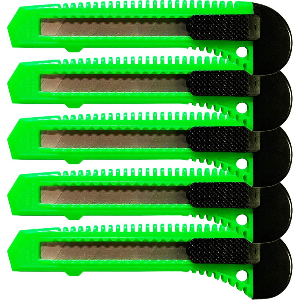 5 Bulk Utility Knife Box Cutters Snap Off Blade Neon Green - Walmart.com