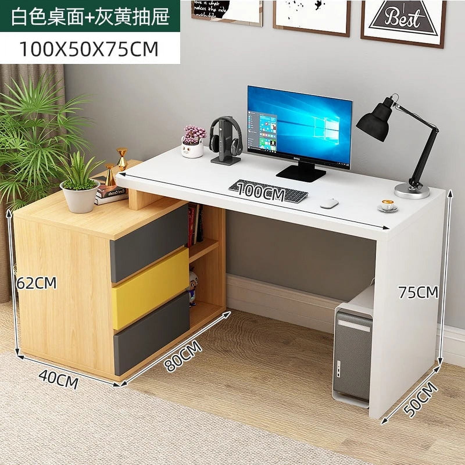 Nordic Minimalist Office Desk Long Work Computer Drawers Ideas Design ...
